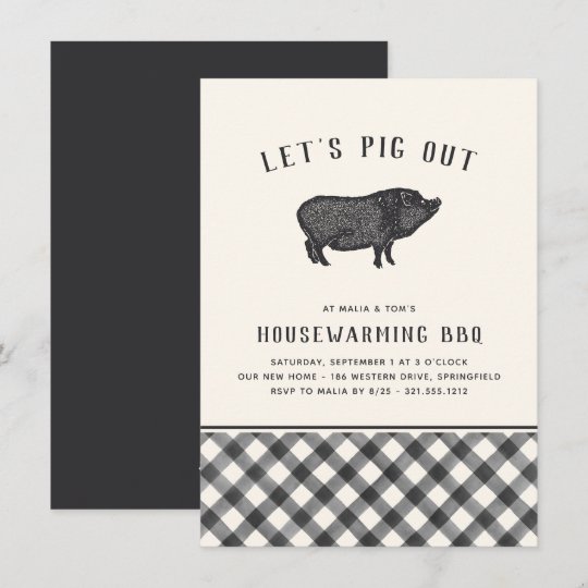 Let's Pig Out | Summer BBQ Housewarming Party Invitation | Zazzle.com
