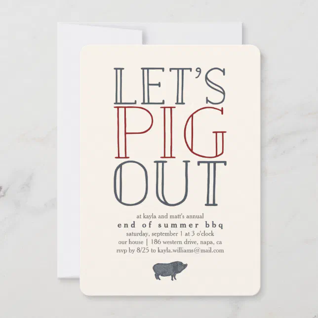 Let's Pig Out | Summer BBQ Invitation | Zazzle