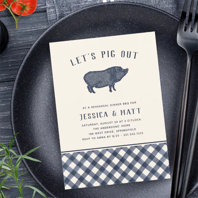 Let's Pig Out | Summer BBQ Rehearsal Dinner Invitation | Zazzle