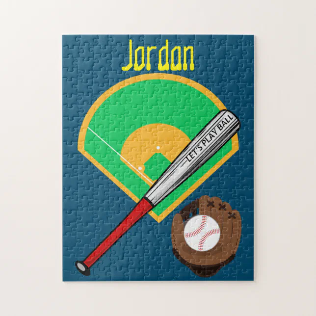 "Let's Play Ball" Baseball Puzzle with Name! | Zazzle