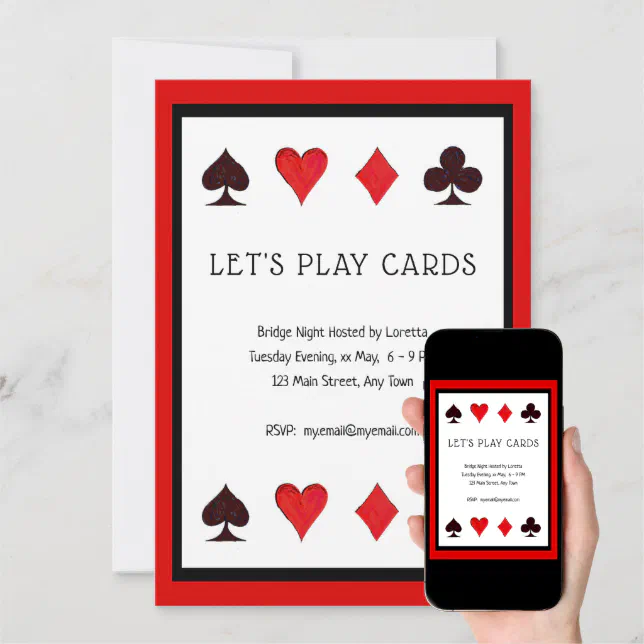 Let's Play Cards, a Card Game Party Invitation | Zazzle