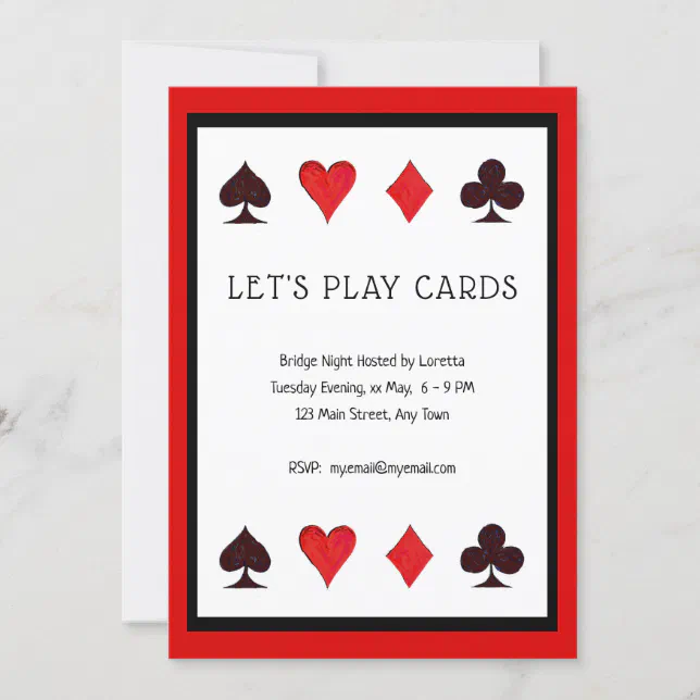 Let's Play Cards, a Card Game Party Invitation | Zazzle