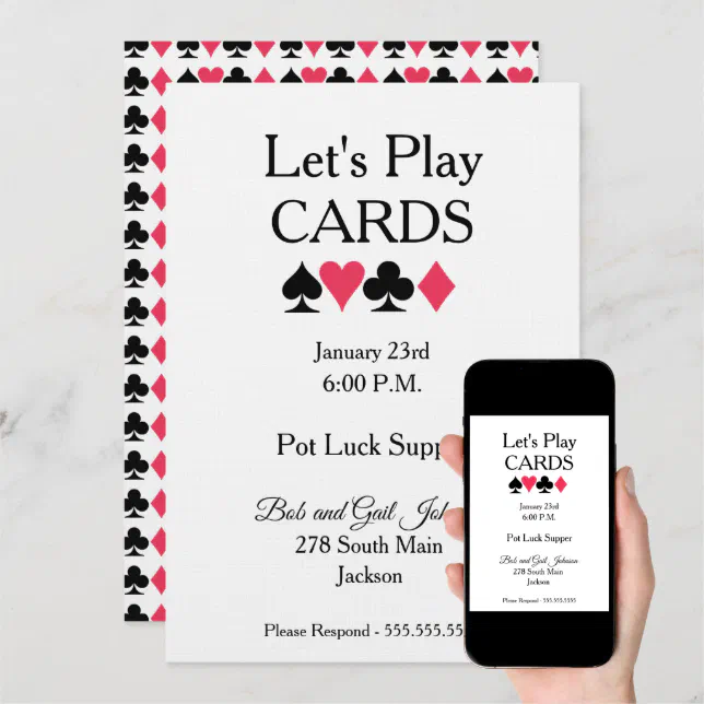 Let's Play Cards Pot Luck Supper Invitation | Zazzle