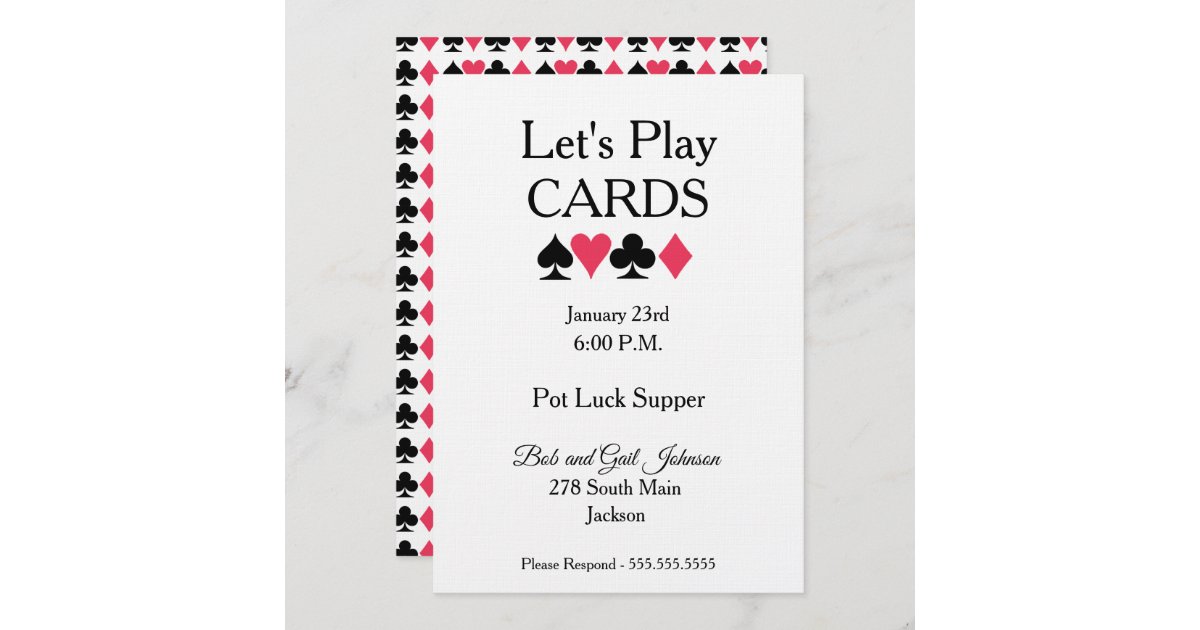 Let's Play Cards Pot Luck Supper Invitation | Zazzle