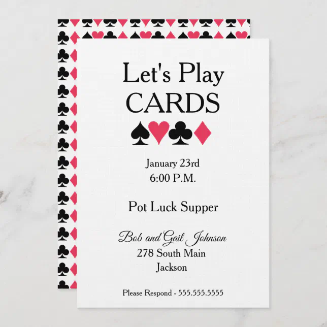Let's Play Cards Pot Luck Supper Invitation | Zazzle