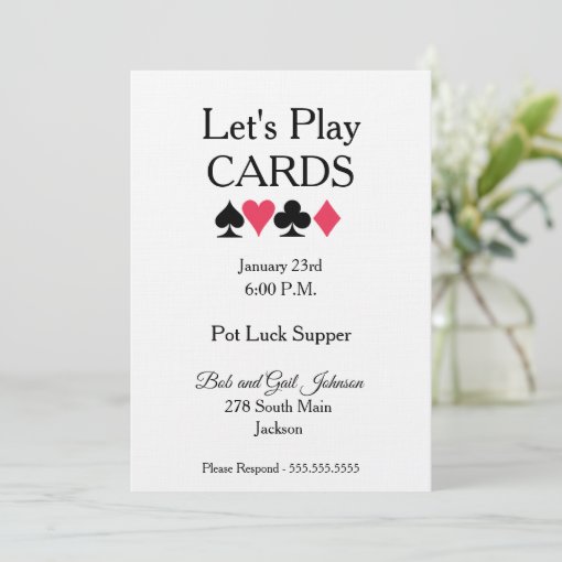 Let's Play Cards Pot Luck Supper Invitation | Zazzle
