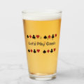 "Let's Play Cards" with Playing Card Symbols Glass | Zazzle
