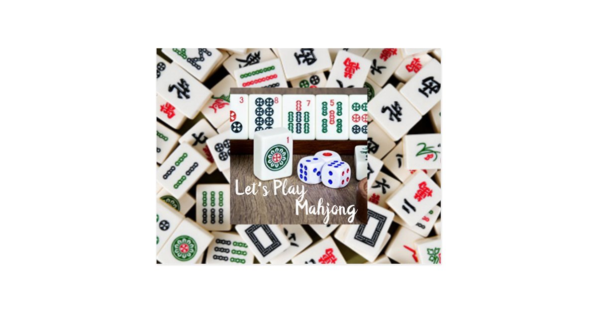 Let's Play Mahjong Postcard | Zazzle.com