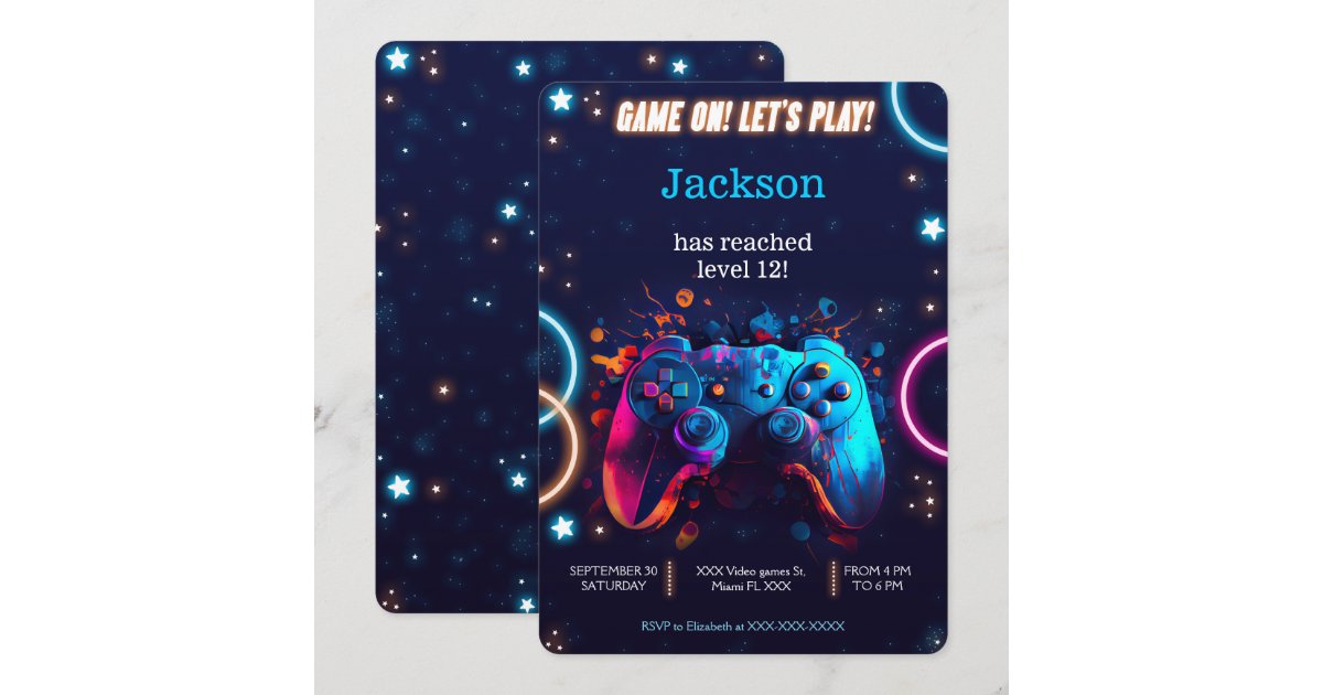 Let's Play Video Game Birthday Invitation | Zazzle