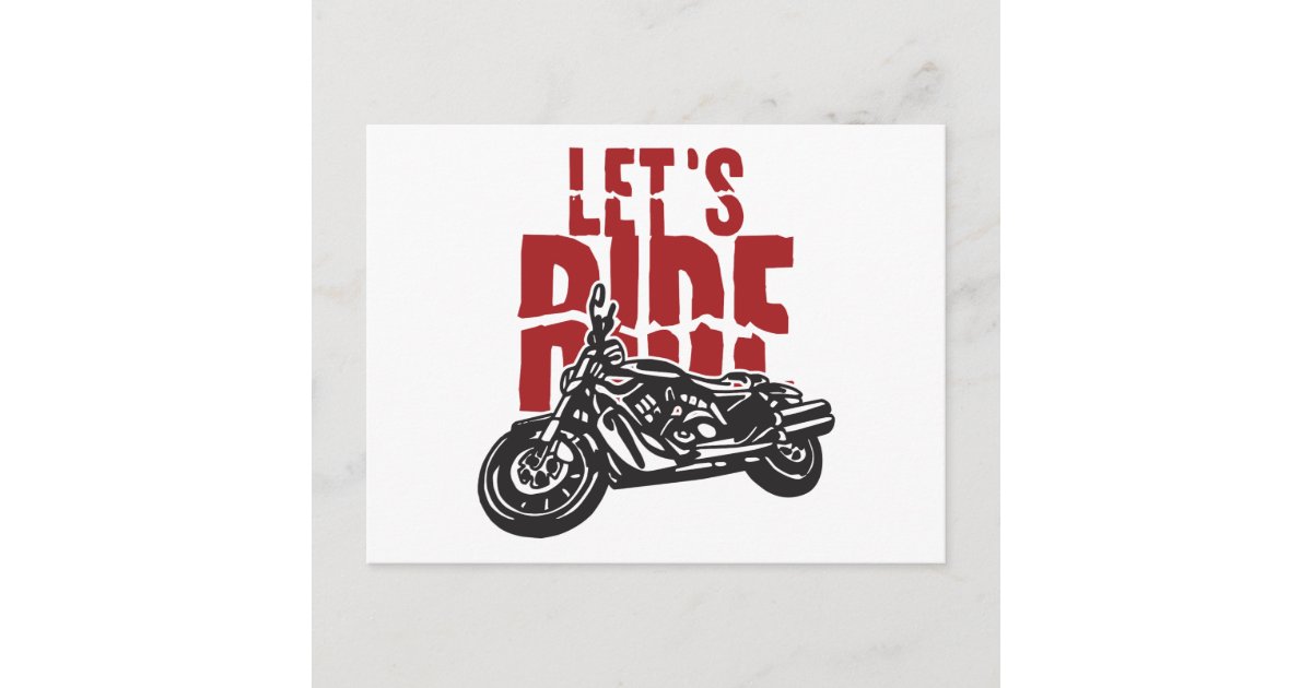 Lets Ride Motorcycle Design Postcard | Zazzle