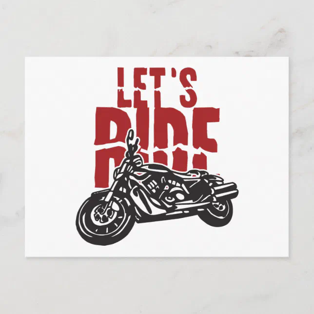 Lets Ride Motorcycle Design Postcard | Zazzle