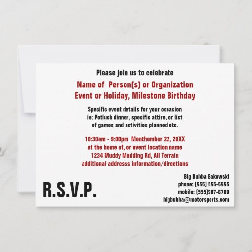 Let's Ride! Mudding ATV Event Invitation | Zazzle