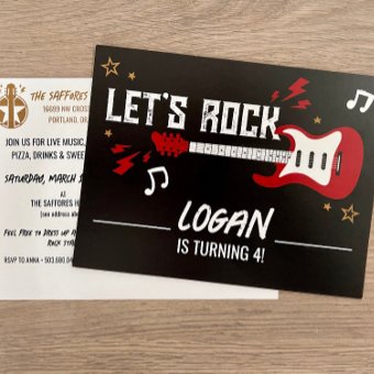 Let's Rock Birthday Music Band Invitation Postcard | Zazzle