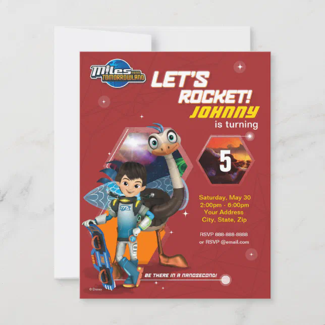 Let's Rocket! Miles From Tomorrowland Birthday Invitation | Zazzle