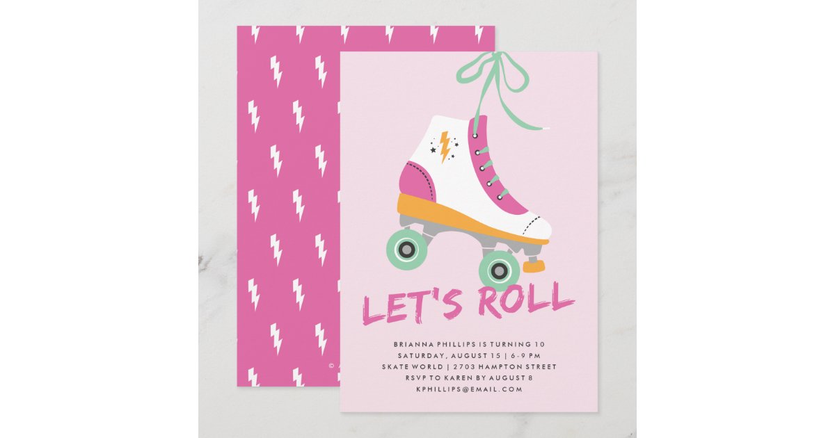 Let's Roll Birthday Invitation - Magenta | Zazzle