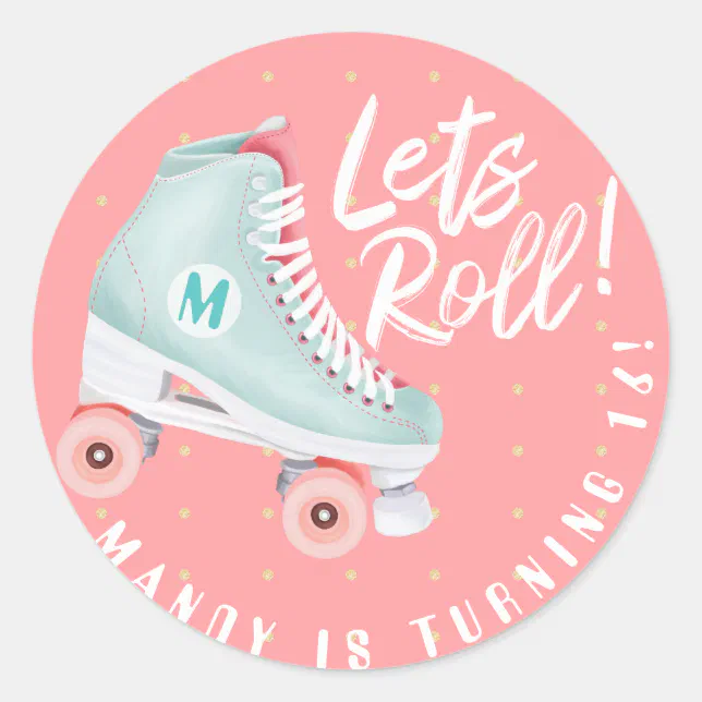 Lets Roll Fun Retro Throwback Rollerskating Vibe Classic Round Sticker | Zazzle