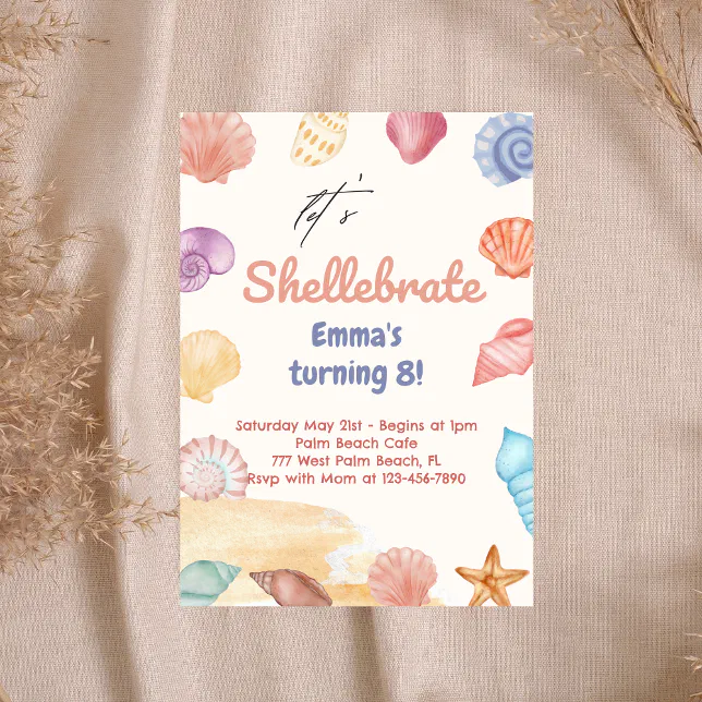 Let's Shellabrate Beach Theme Birthday invitation | Zazzle