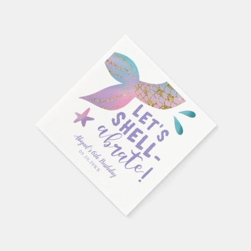 Lets Shellabrate Mermaid Birthday Party Napkins | Zazzle