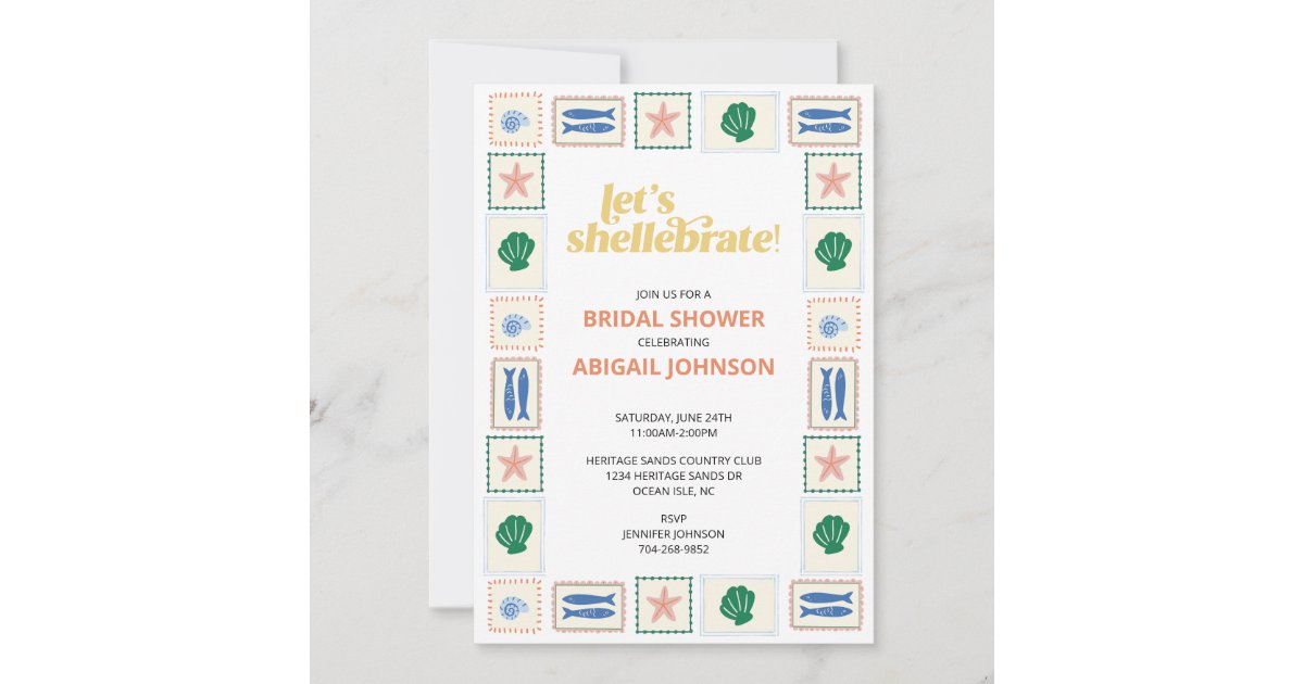 Let's Shellabrate Seashell Bridal Shower Invitation | Zazzle