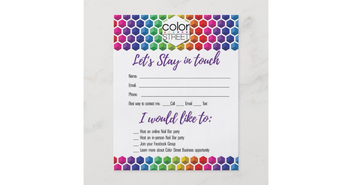 Let's Stay in touch Color Street Flyer | Zazzle