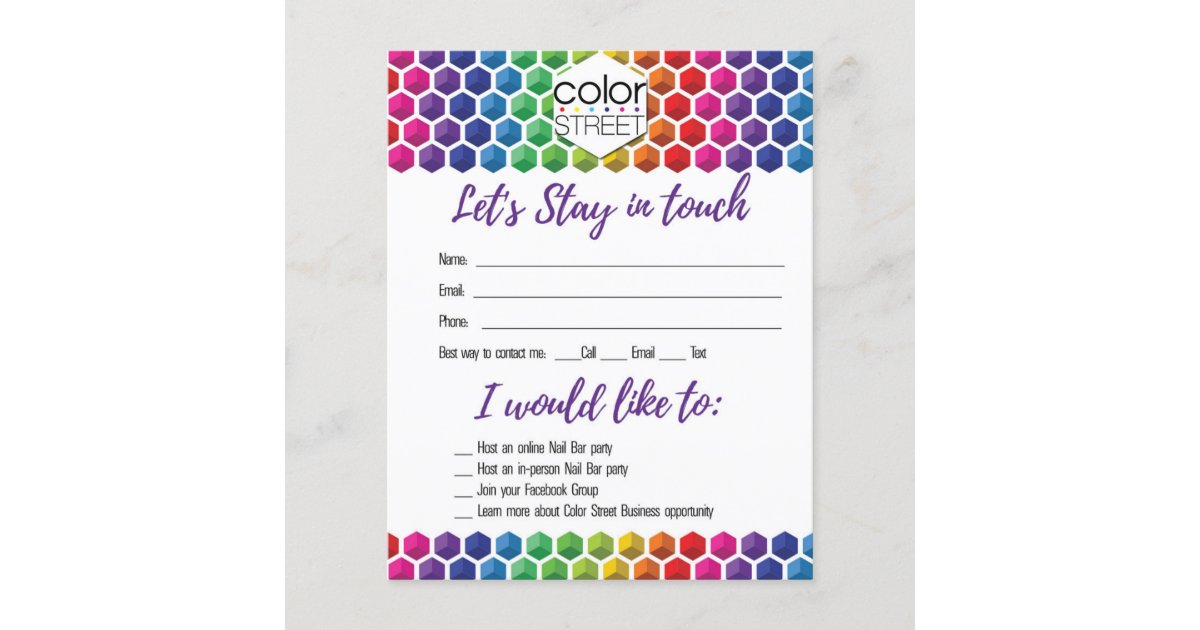 Let's Stay in touch Color Street Flyer | Zazzle