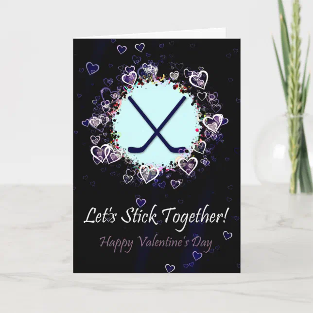 Let's Stick Together Hockey Valentine's Day Card | Zazzle