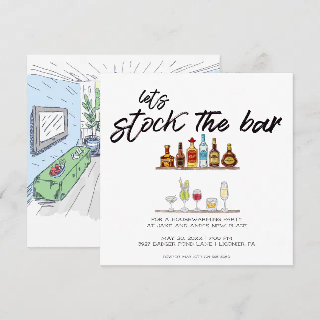 Let's Stock the Bar | Housewarming Party Invitation | Zazzle