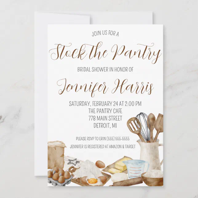 Let's Stock the Pantry Kitchen Theme Bridal Shower Invitation | Zazzle