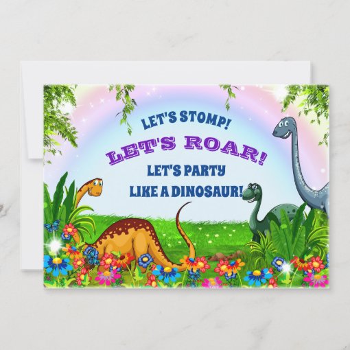Let's Stomp And Roar Dinosaur Birthday Party Invitation | Zazzle