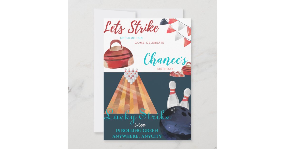 Let's Strike Birthday Invitation Card | Zazzle