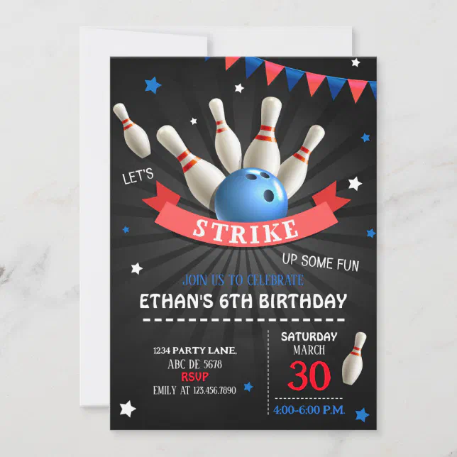 Let's Strike Up Some Fun Bowling Birthday Invitation | Zazzle