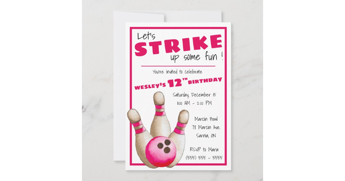 Let's Strike Up Some Fun! Bowling Birthday Party Invitation | Zazzle