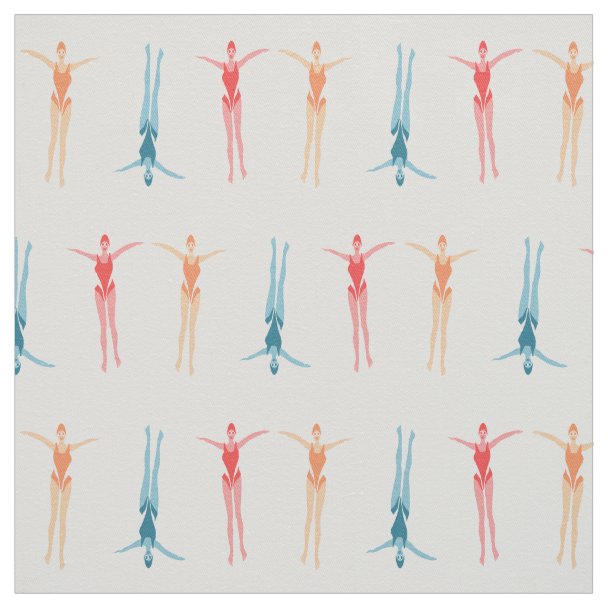 Swimmer Athlete In Pool With Water Drops Painting Fabric | Zazzle.com