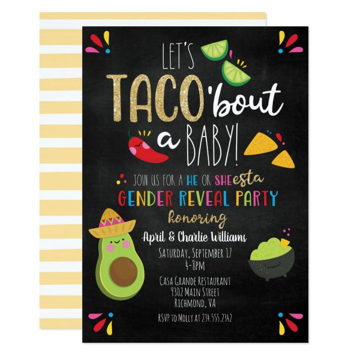 Let's Taco 'bout a Baby Fiesta Theme Gender Reveal Invitation | Zazzle.com