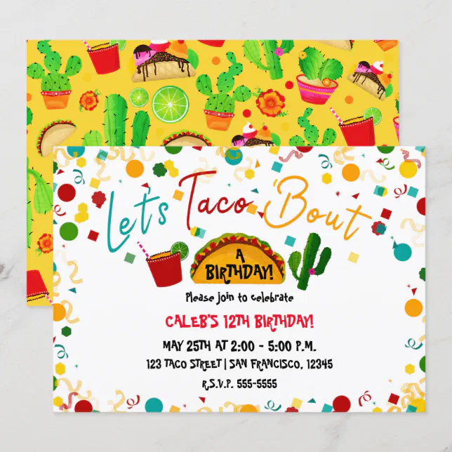 Let's Taco Bout A Birthday Party Fiesta Invitation | Zazzle
