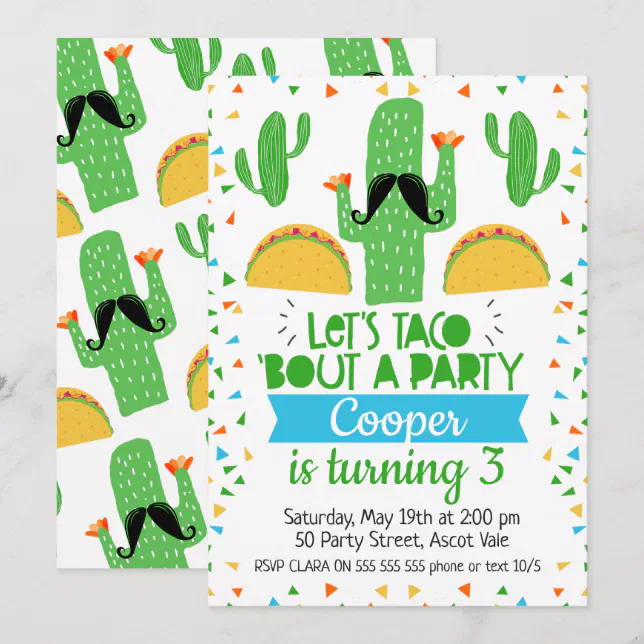 Let's Taco ''bout A Party Birthday Invitation | Zazzle