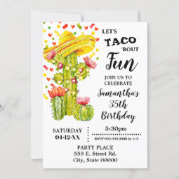Let's Taco 'bout Fun Fiesta Birthday Invitation | Zazzle
