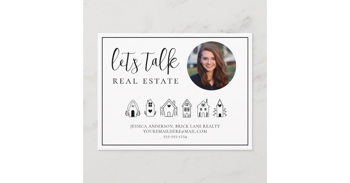 Let's Talk Real Estate Photo Contact Info Realty Postcard | Zazzle