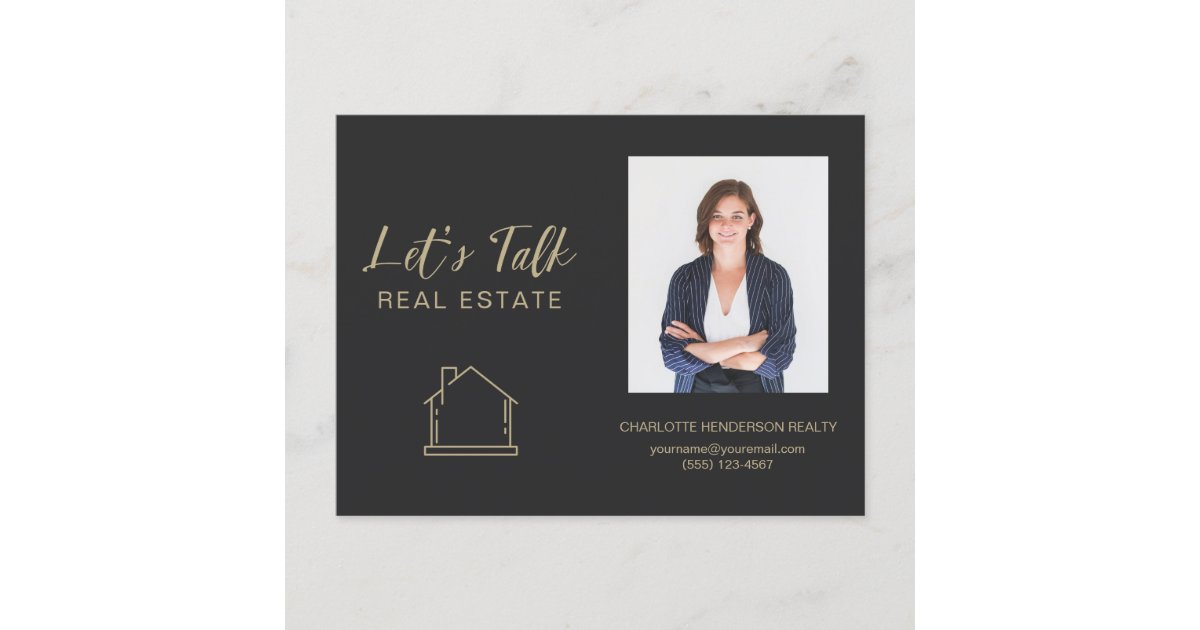Let's Talk Real Estate Photo Contact Marketing Postcard | Zazzle