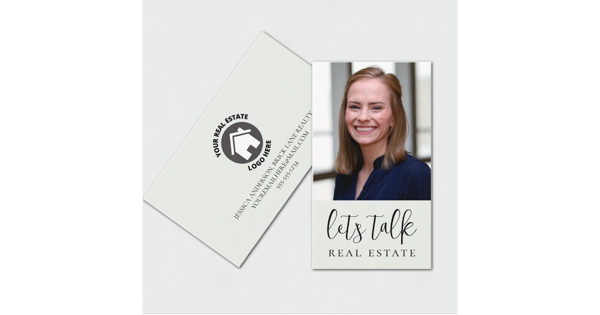 Let's Talk Real Estate Professional Photo Business Card | Zazzle