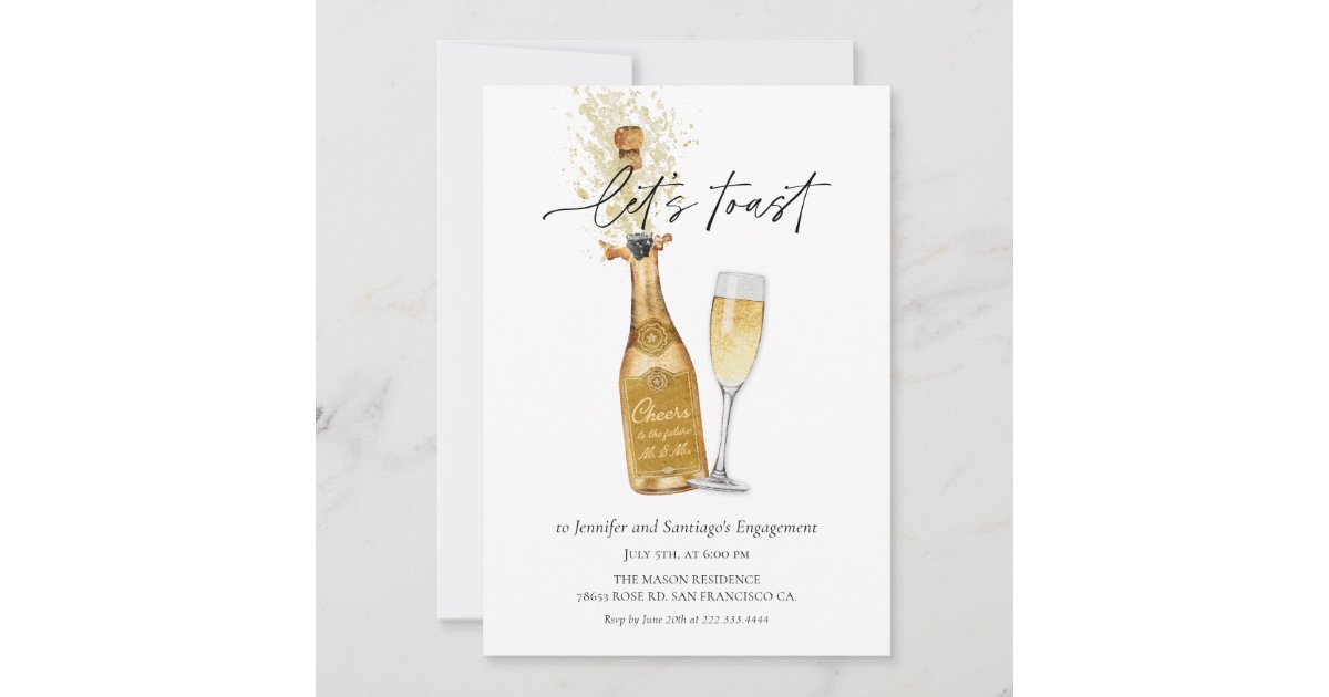 Let's Toast Couples Engagement Invitation | Zazzle