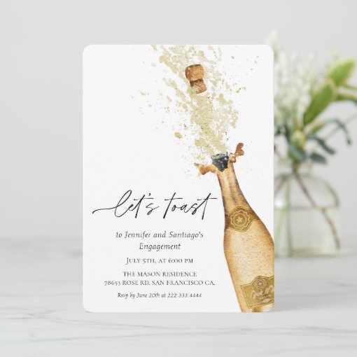 Let's Toast Couples Engagement Party Invitation | Zazzle