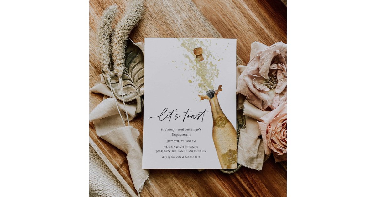 Let's Toast Couples Engagement Party Invitation | Zazzle