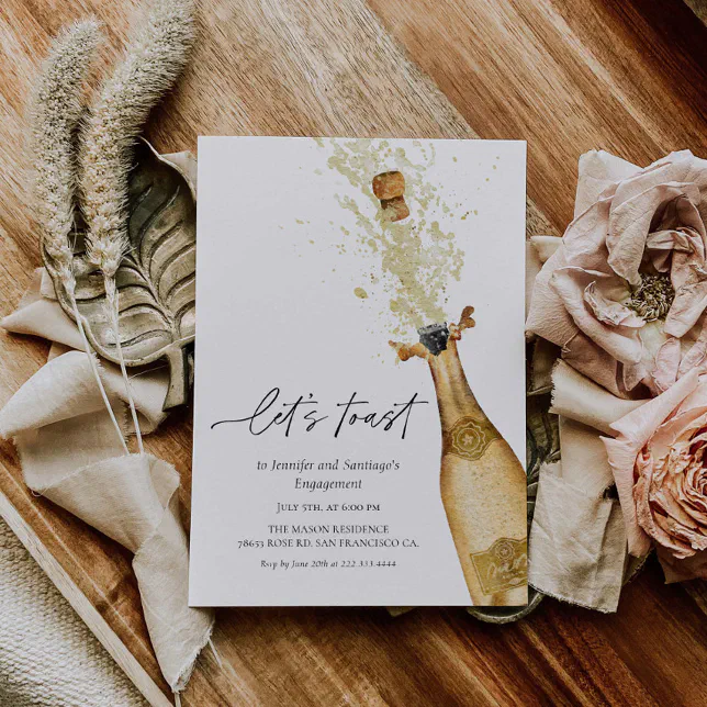 Let's Toast Couples Engagement Party Invitation | Zazzle