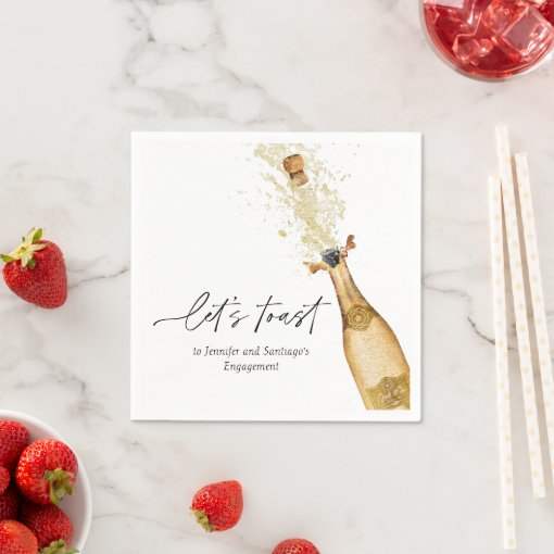 Let's Toast Couples Engagement Party Paper Napkins | Zazzle