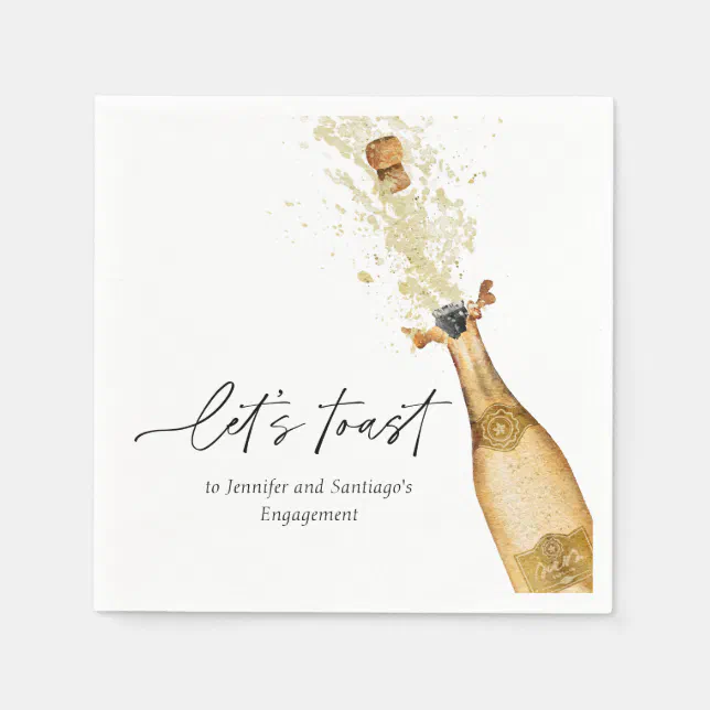 Let's Toast Couples Engagement Party Paper Napkins | Zazzle