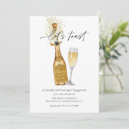 Let's Toast Couples Engagement Photo Invitation | Zazzle