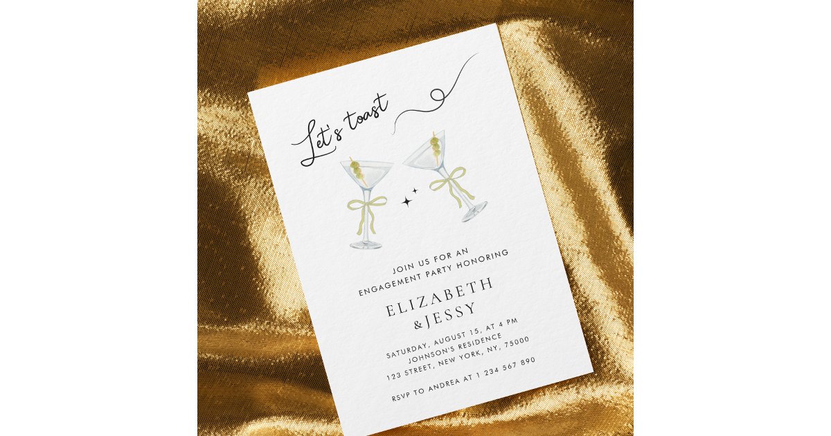 Let's Toast Couples Shower Engagement Party Invitation | Zazzle