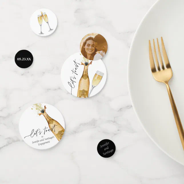 Let's Toast Engagement Party Confetti | Zazzle