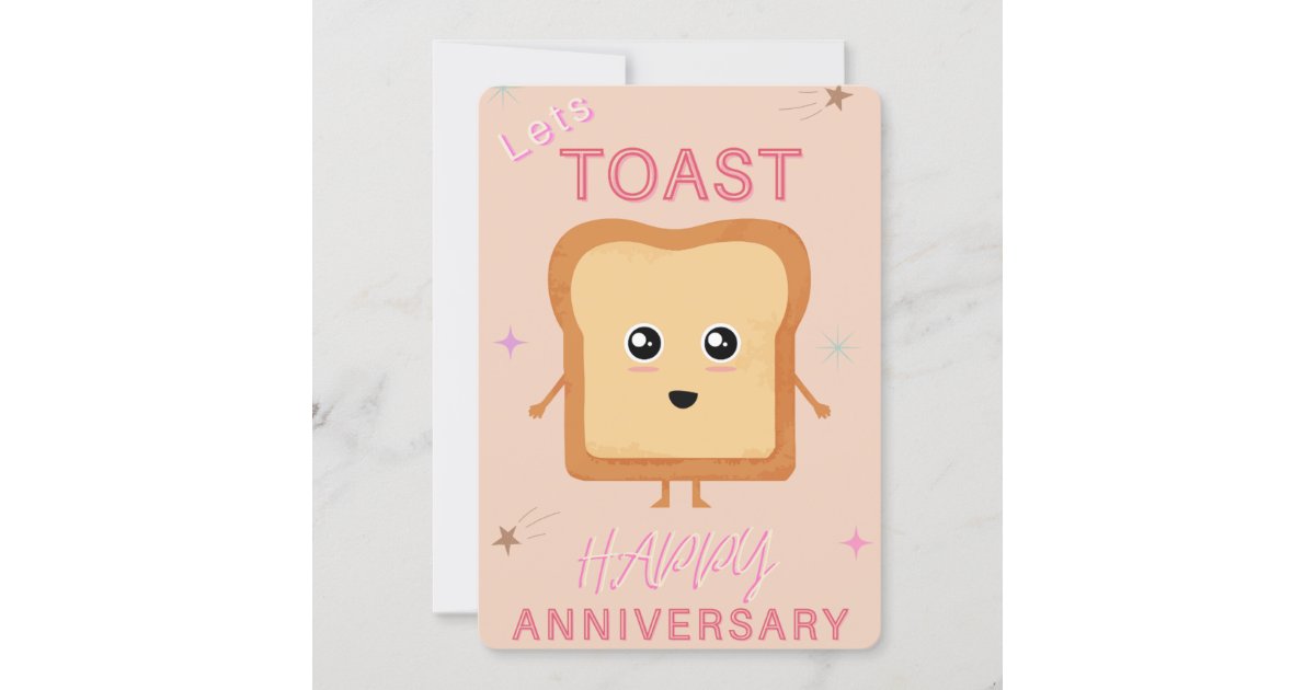 Lets Toast neutral Happy Anniversary greeting card | Zazzle